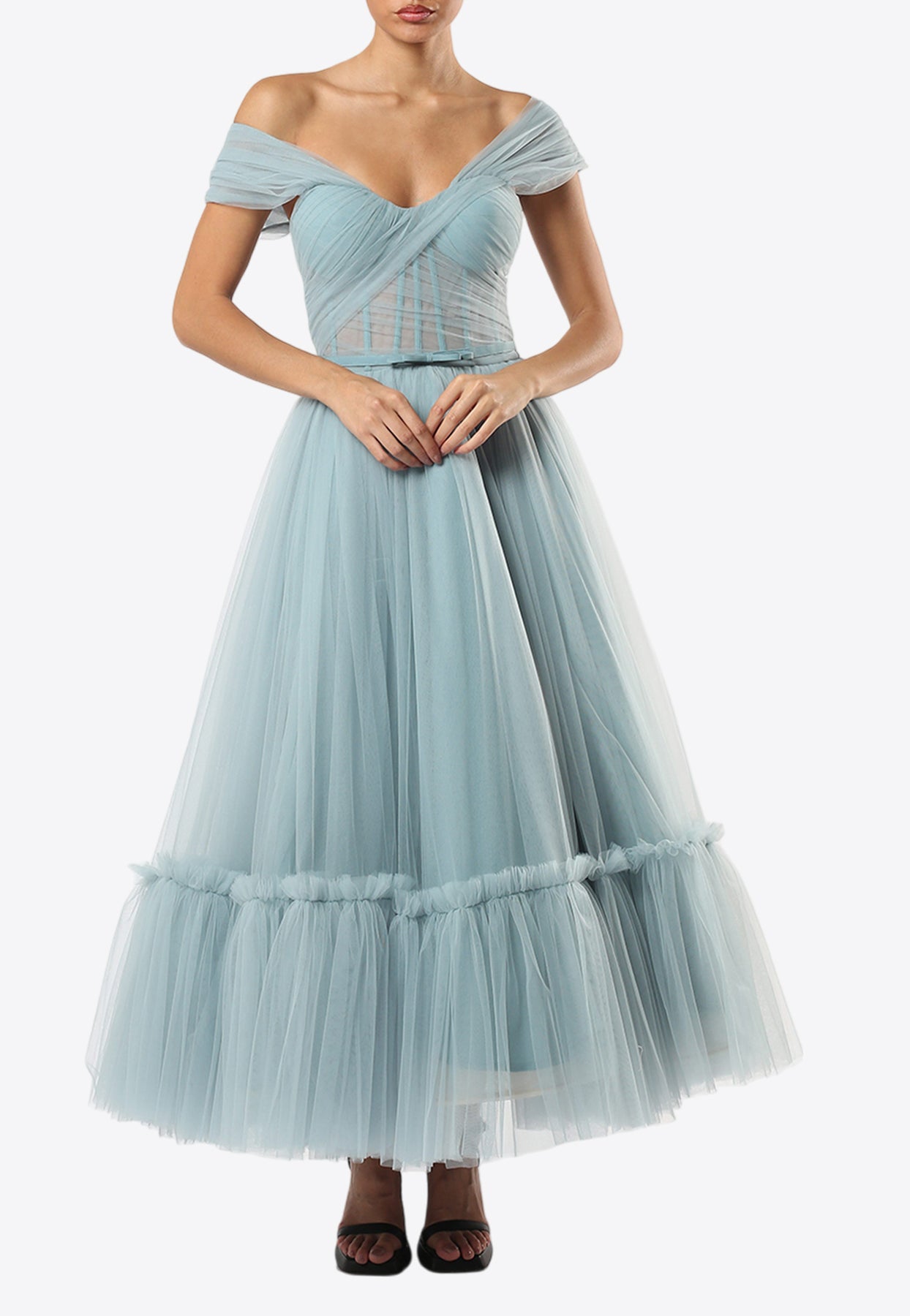 Draped Midi Tulle Dress – THAHAB KW