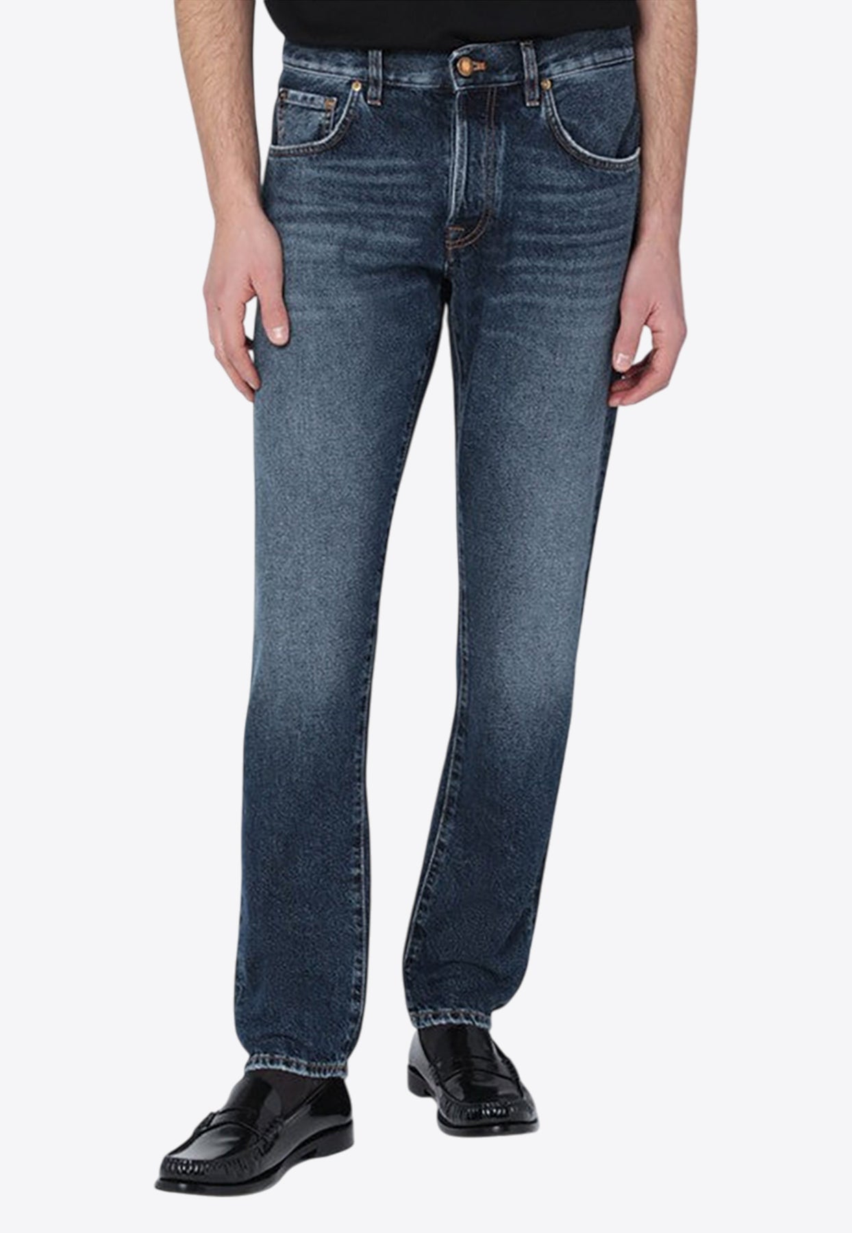 Logo Patch Faded Jeans – THAHAB KW