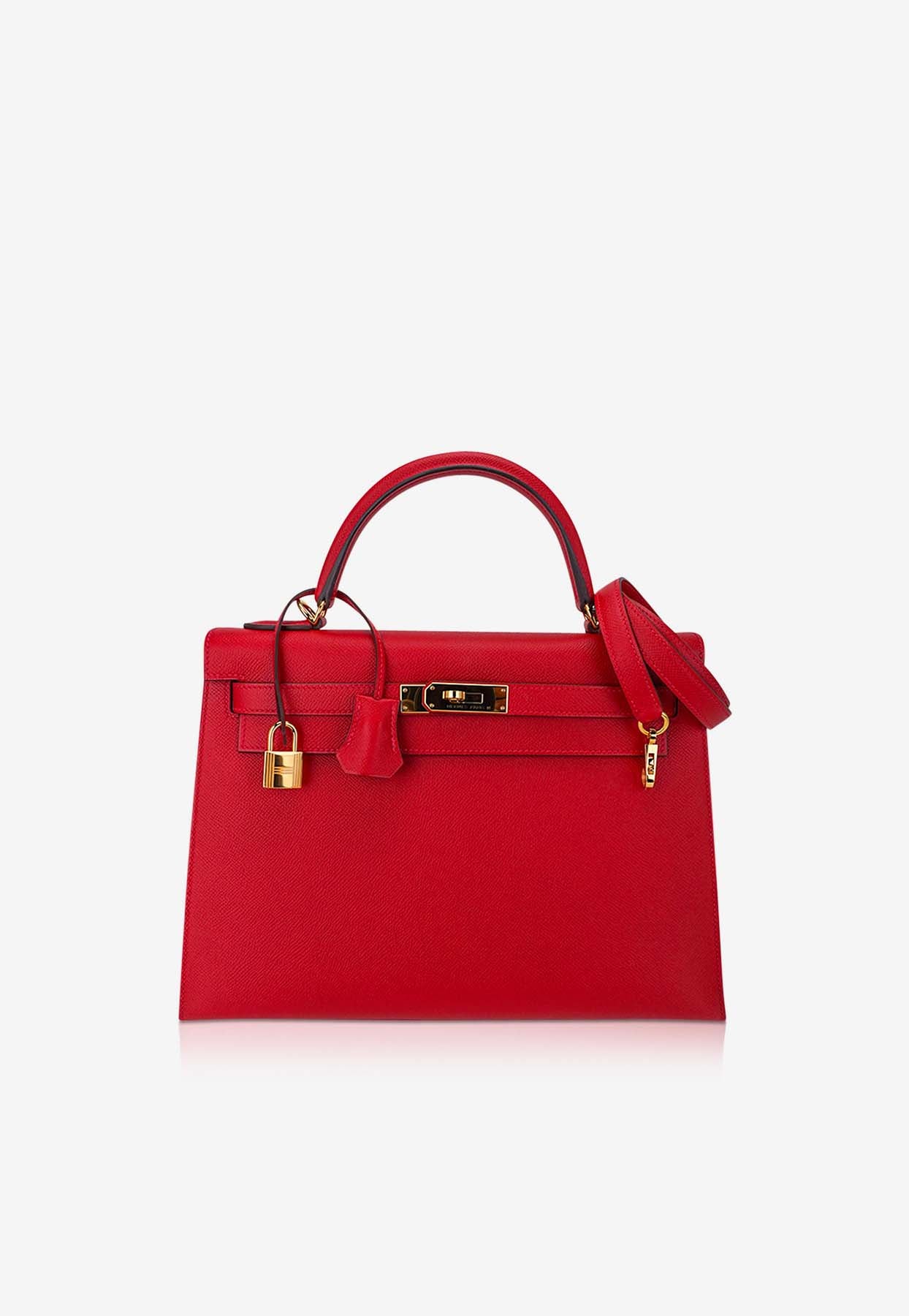 Kelly 32 Sellier in Rouge Casaque Epsom Leather with Gold Hardware ...