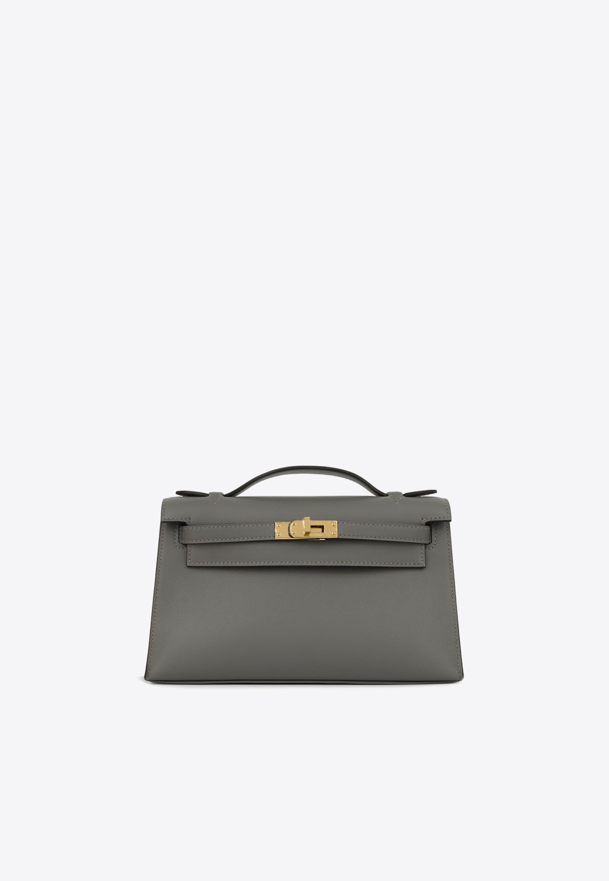 Kelly Pochette Clutch Bag in Gris Meyer Swift with Gold Hardware ...