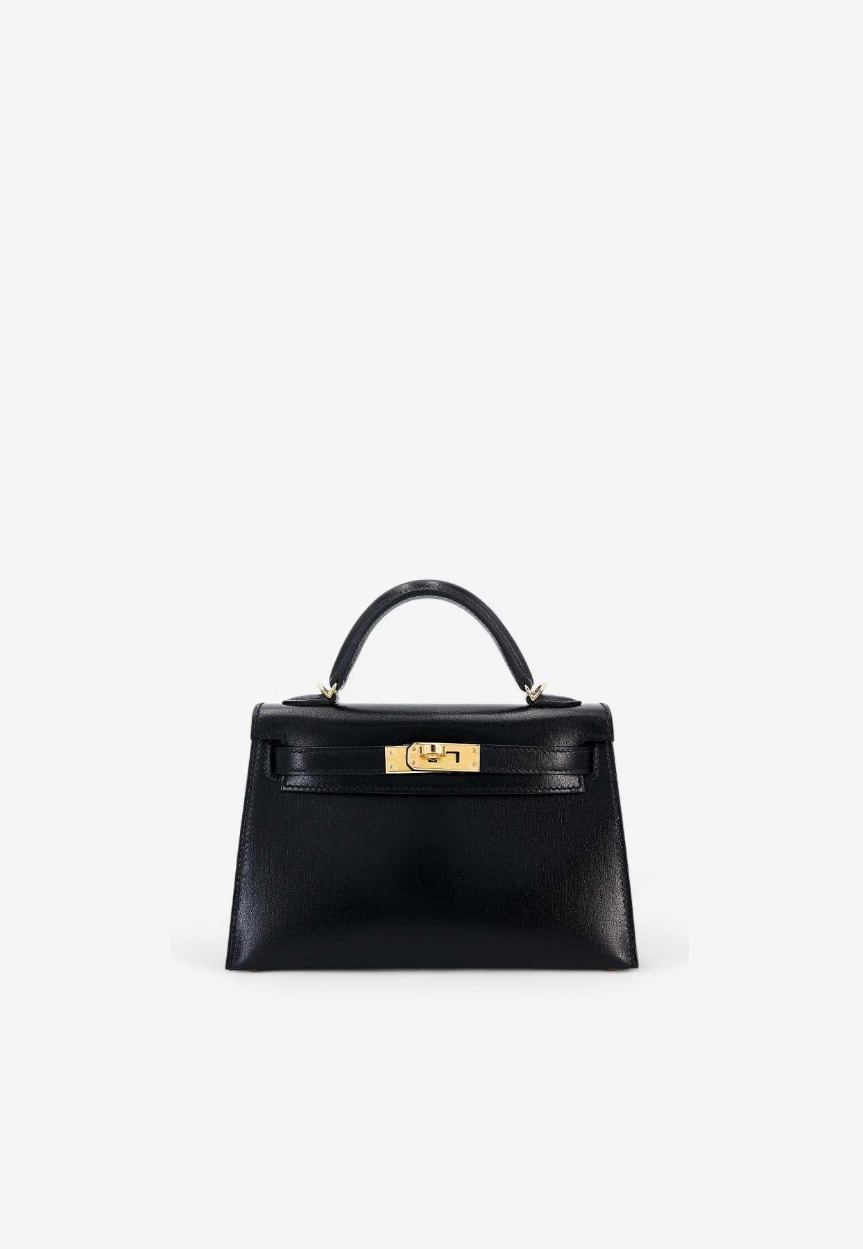 Mini Kelly II 20 in Black Box Calf Leather with Gold Hardware – THAHAB KW