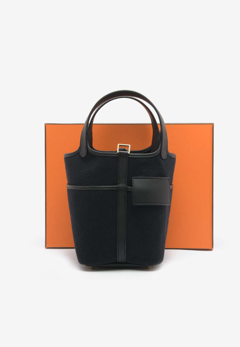 Picotin Cargo 18 in Black Goeland Canvas and Swift with Gold Hardware ...