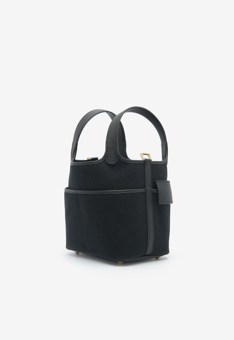 Picotin Cargo 18 in Black Goeland Canvas and Swift with Gold Hardware ...