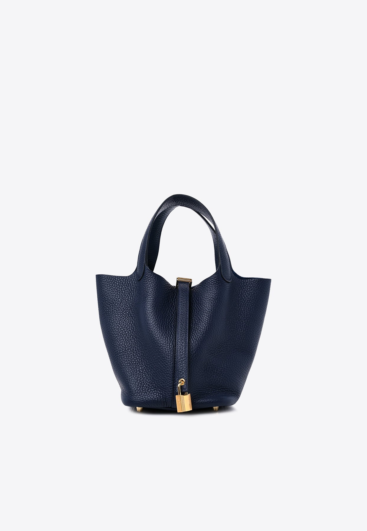 Picotin Lock 18 in Bleu Nuit Taurillon Clemence with Gold Hardware ...