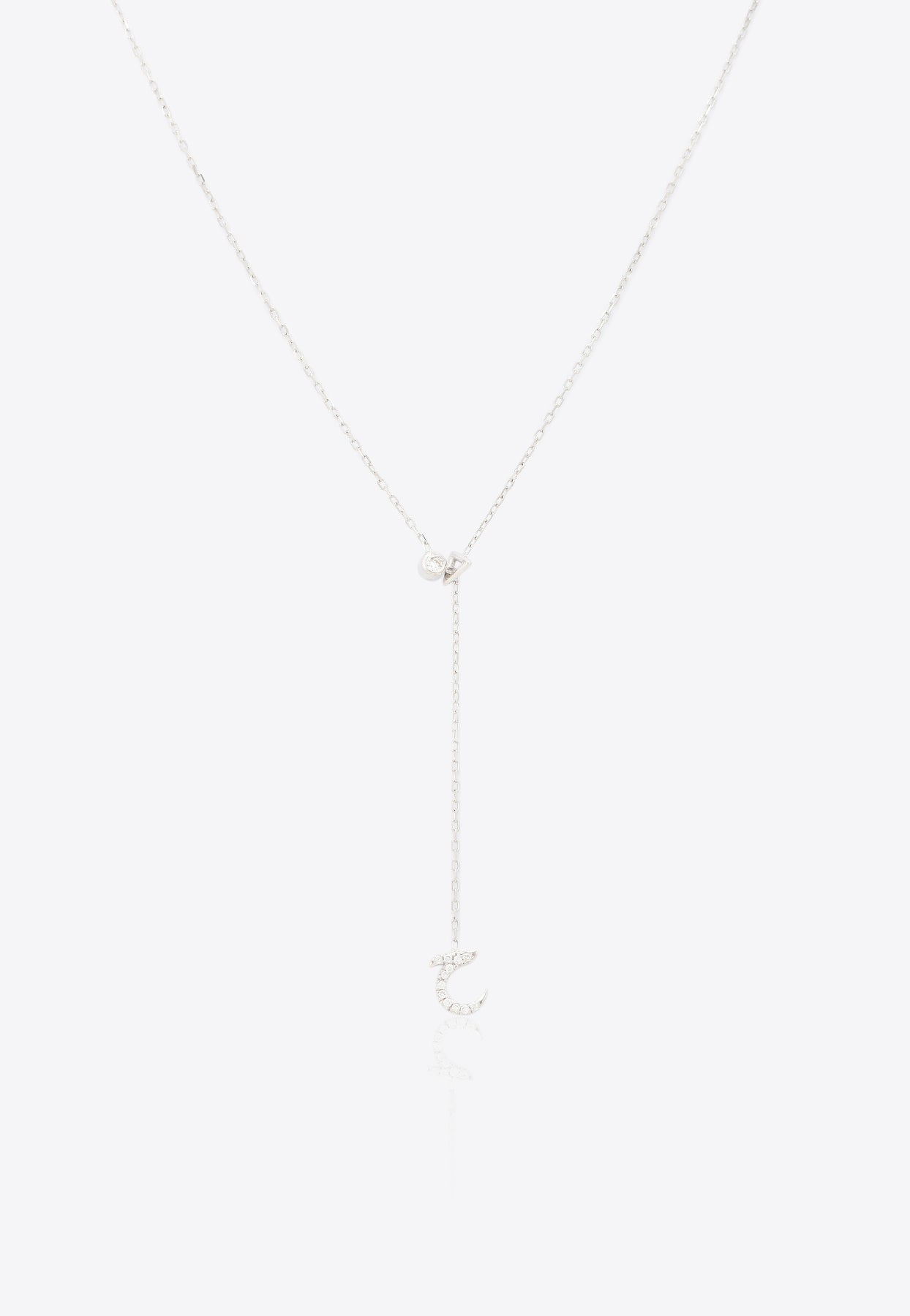 Special Order- Bespoke Arabic Letter ح Necklace in White-Gold and ...